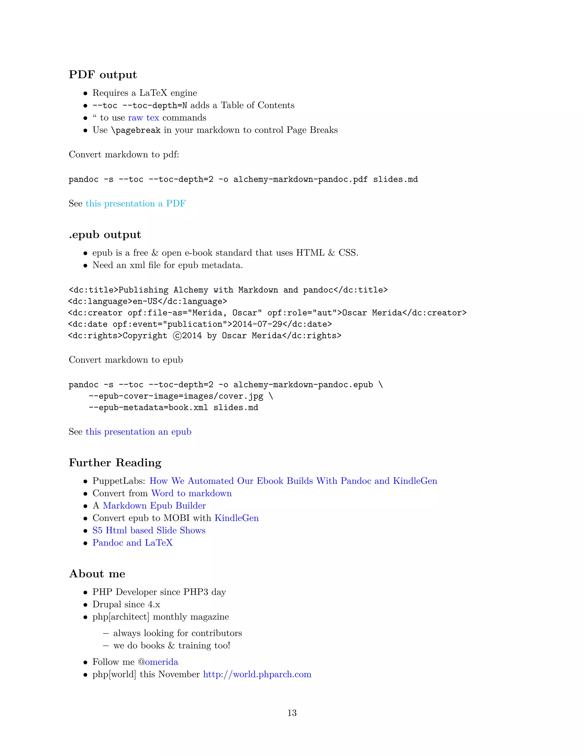 Publishing alchemy with markdown and pandoc | PDF
