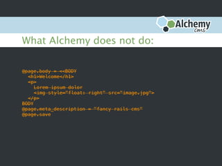 Alchemy CMS: First User Group (Berlin) | PDF