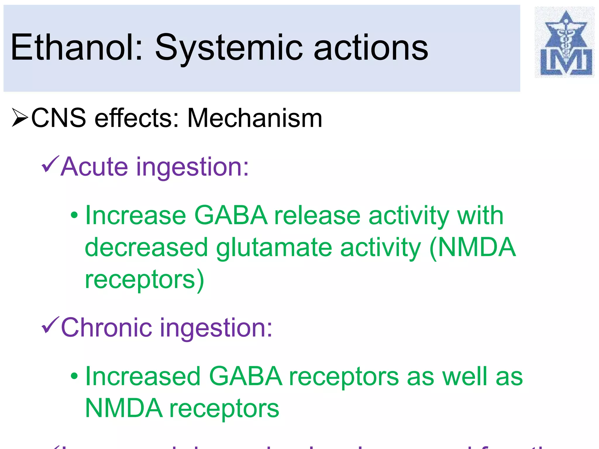 Ethanol: Pharmacology (Alcohol) | PPTX