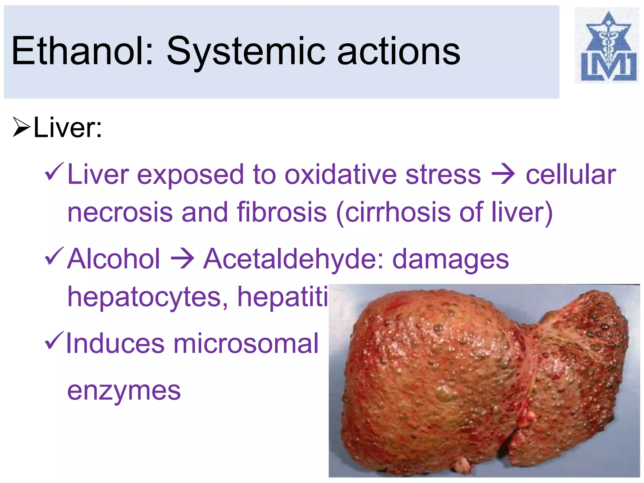 Ethanol: Pharmacology (Alcohol) | PPTX