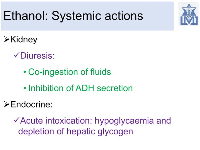 Ethanol: Pharmacology (Alcohol) | PPTX