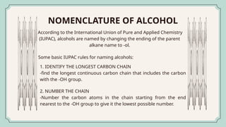 Nomenclature of Alcohols and its reactions | PPTX