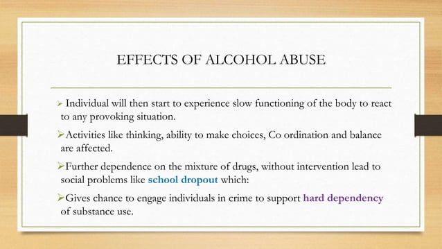 Alcohol abuse presentation | PPTX | Substance Abuse | Diseases and ...