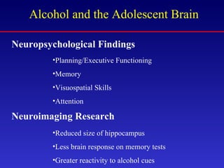 Alcohol & Adolescent Brain Development | PPT