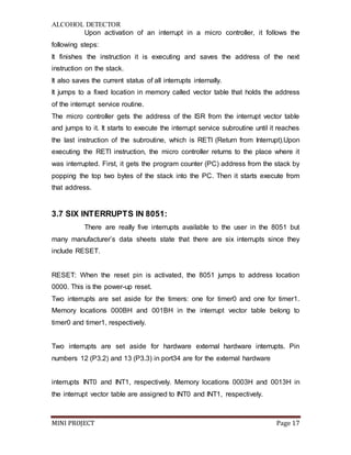 Alcohol Sensing Alert with Engine Locking Project | PDF