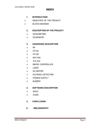 Alcohol Sensing Alert with Engine Locking Project | PDF