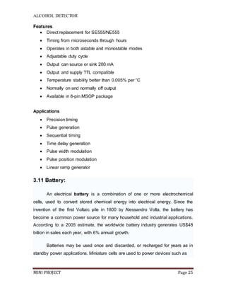 Alcohol Sensing Alert with Engine Locking Project | DOCX