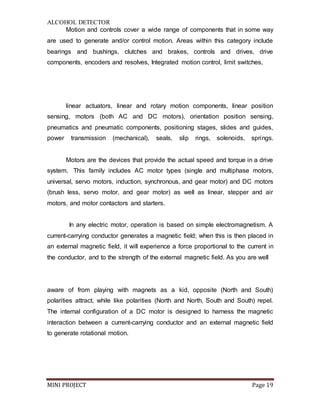 Alcohol Sensing Alert with Engine Locking Project | DOCX