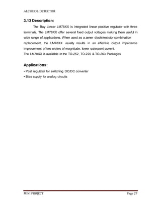 Alcohol Sensing Alert with Engine Locking Project | DOCX