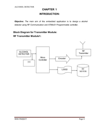Alcohol Sensing Alert with Engine Locking Project | DOCX