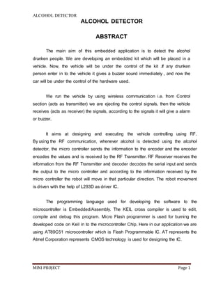 Alcohol Sensing Alert with Engine Locking Project | PDF