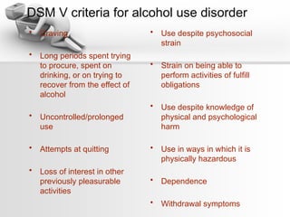 alcohol abuse, classification and management | PPTX