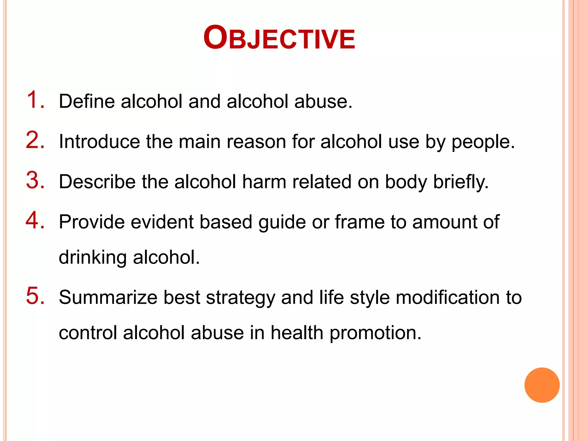 Alcohol abuse in health promotion | PPTX
