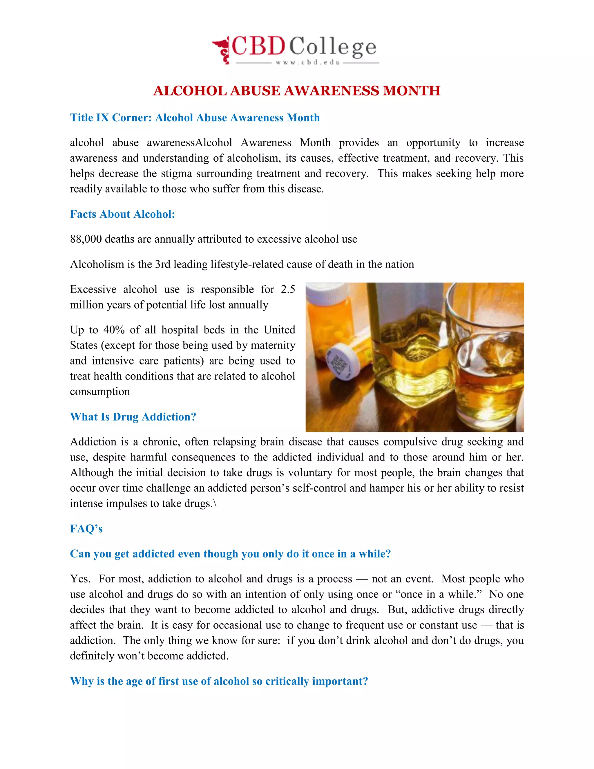 ALCOHOL ABUSE AWARENESS MONTH | PDF