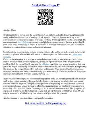 Alcohol Abuse Essay | PDF