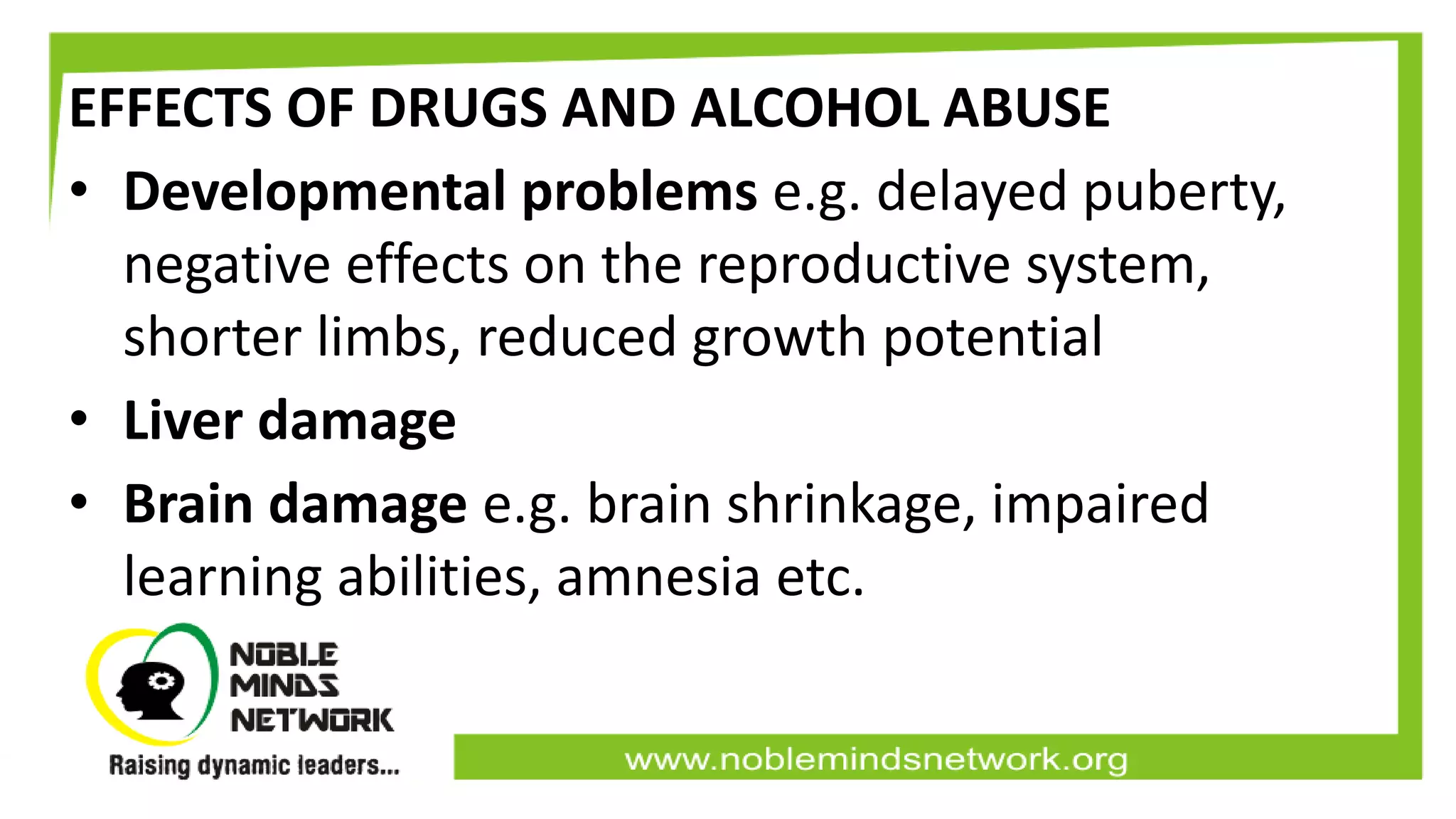 Alcohol and drugs use awareness (teenagers) | PPTX