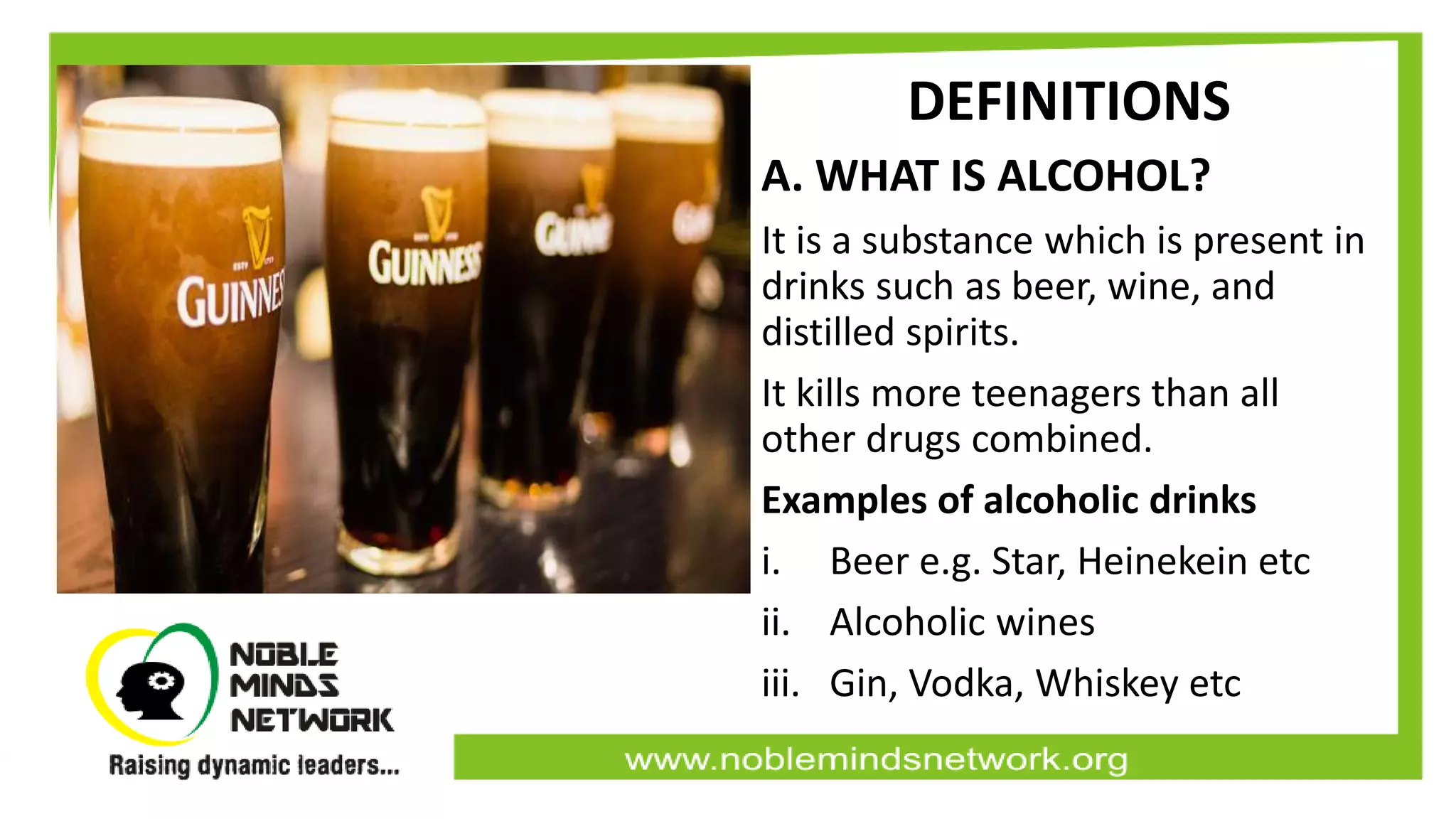 Alcohol and drugs use awareness (teenagers) | PPTX