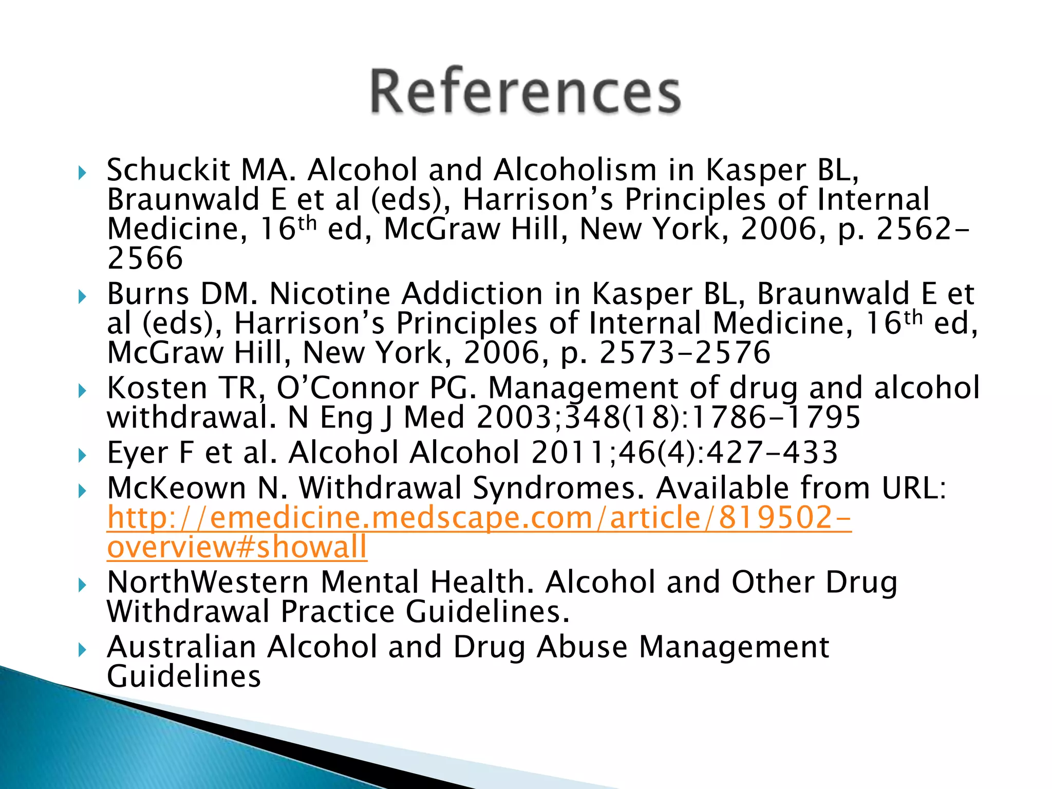 Alcohol and nicotine withdrawal | PPTX | Substance Abuse | Diseases and ...