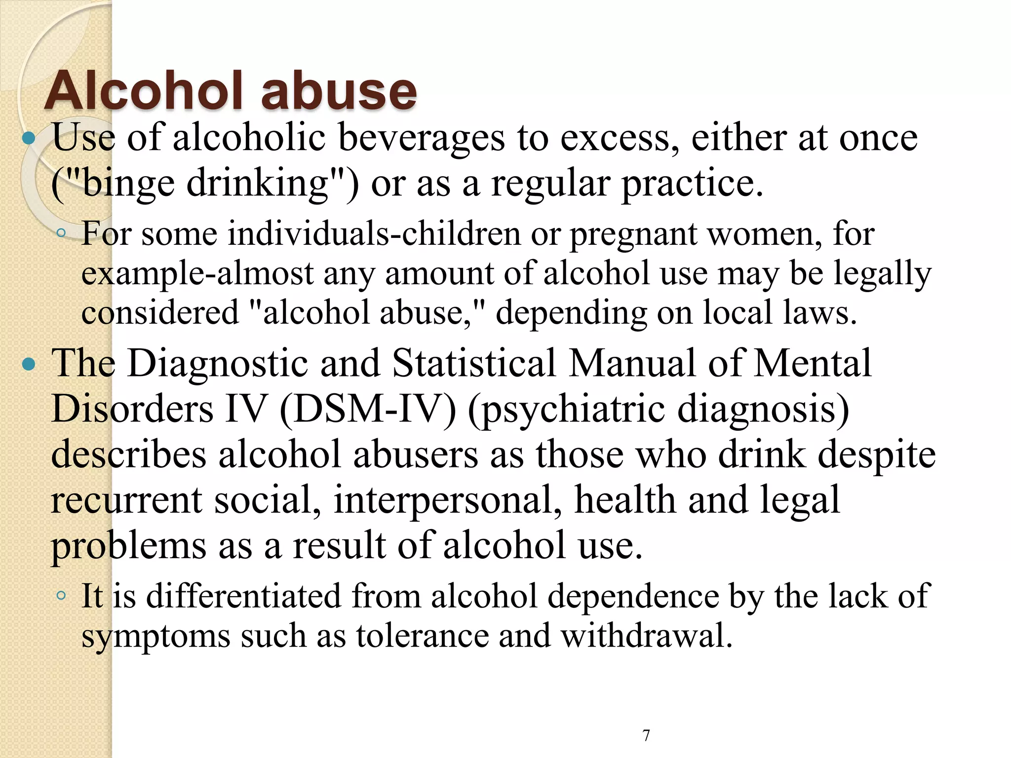 Alcohol and substance abuse | PPTX