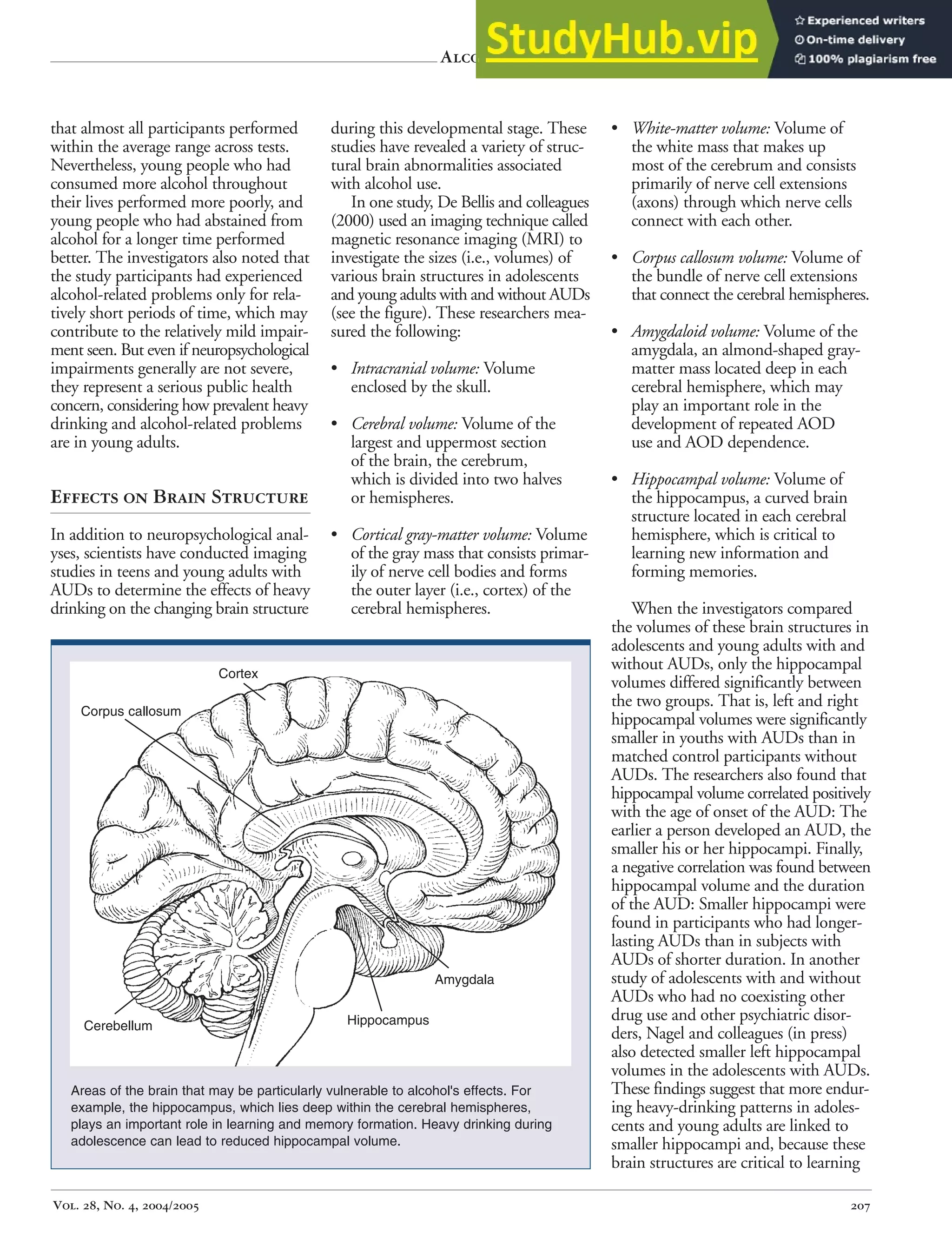 Alcohol And The Adolescent Brain Human Studies | PDF
