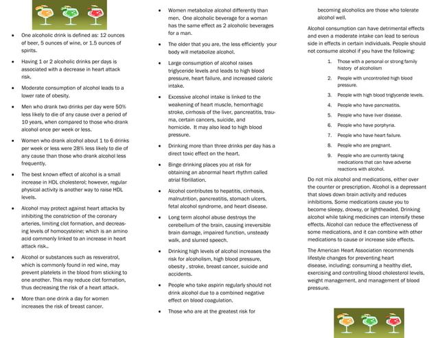Alcohol and the heart pamphlet | PPT