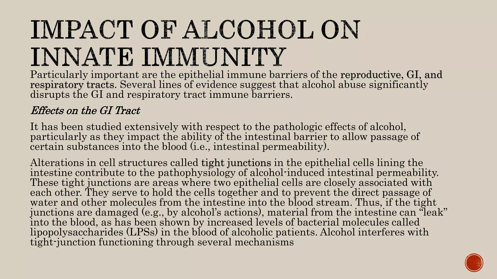 Alcohol and the immune system | PPTX