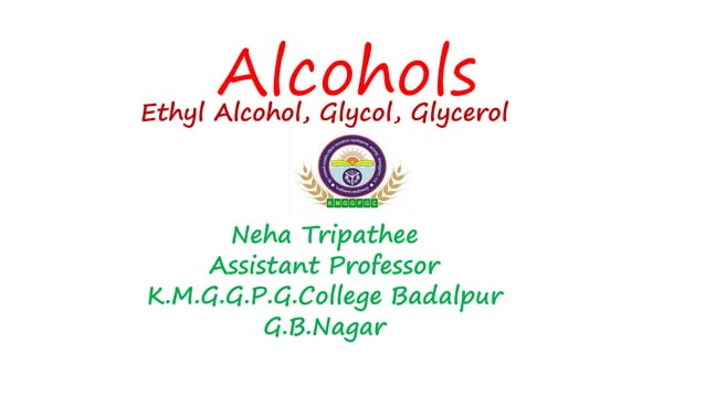 Alcohols B.Sc.II Paper II | PPT