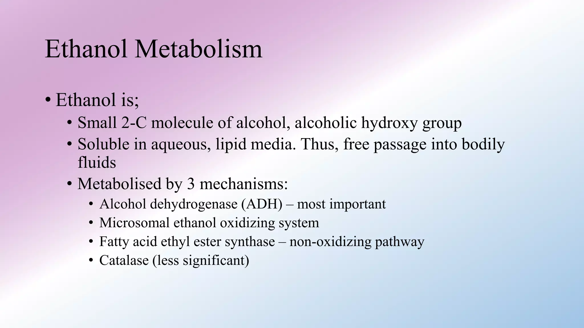 Alcohol Metabolism | PPTX