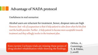 Alcohol dependence and nada protocol a reflection | PPTX | Physical ...