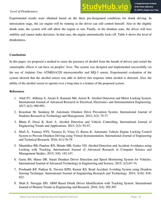 Alcohol Detection Of Drunk Drivers With Automatic Car Engine Locking ...