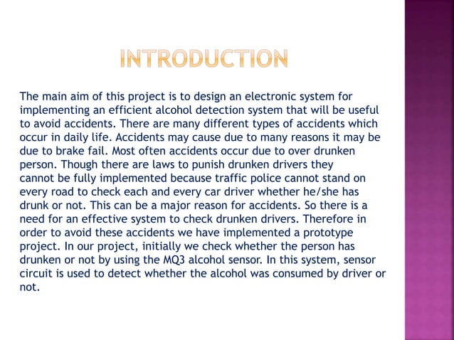 Alcohol detection technology for public vehicles | PPTX | Substance ...