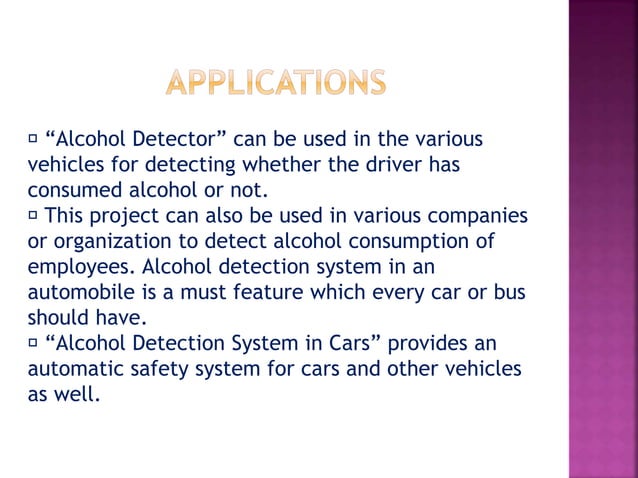 Alcohol detection technology for public vehicles | PPTX | Substance Abuse | Diseases and Conditions