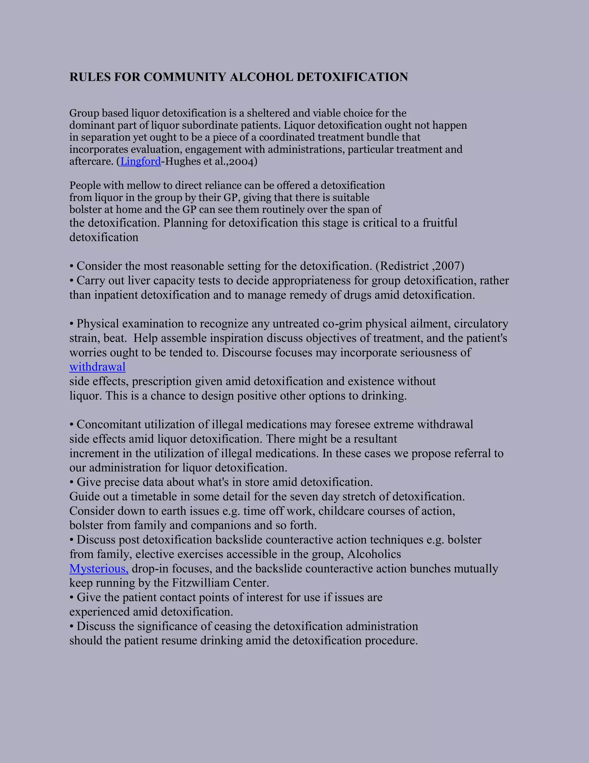 Alcohol detoxification guidelines | PDF