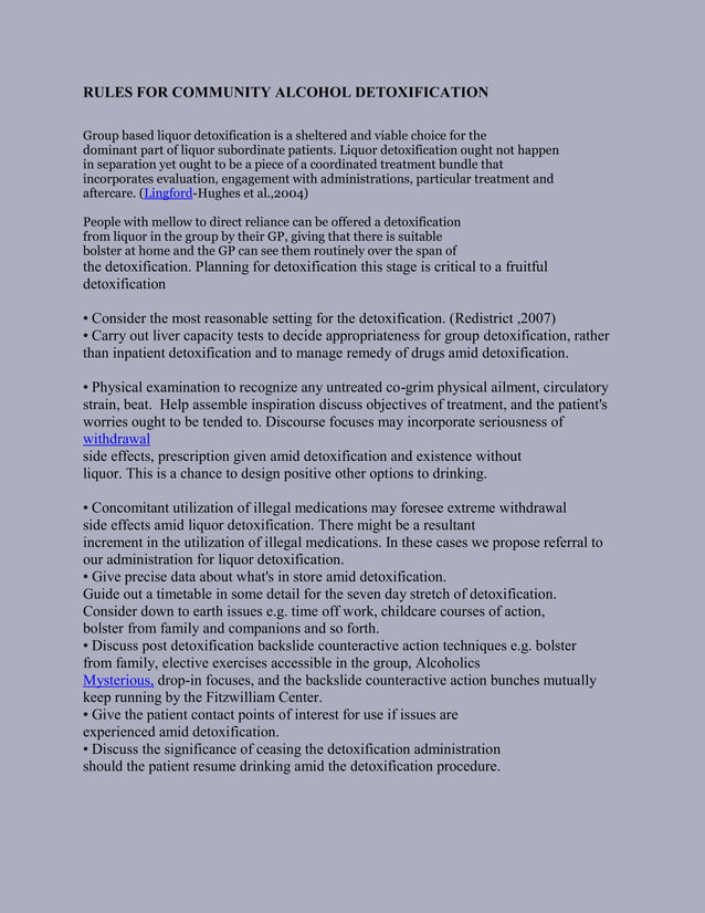Alcohol detoxification guidelines | PDF