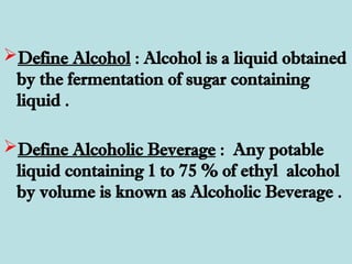ALCOHOLIC BEVERAGE (1). Classification of ABs | PPT