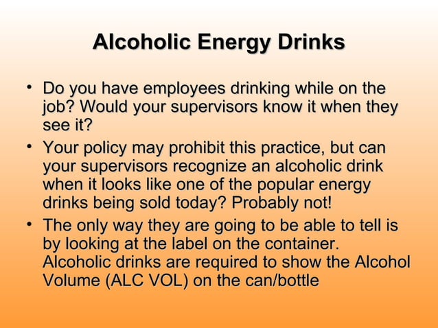 Alcoholic Energy Drinks | PPT