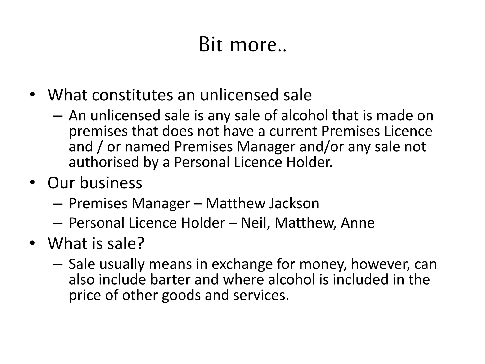 Staff Alcohol Licence Training | PPTX
