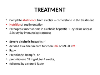 Alcohol liver disease : causes , pathophysiology and its management | PPTX