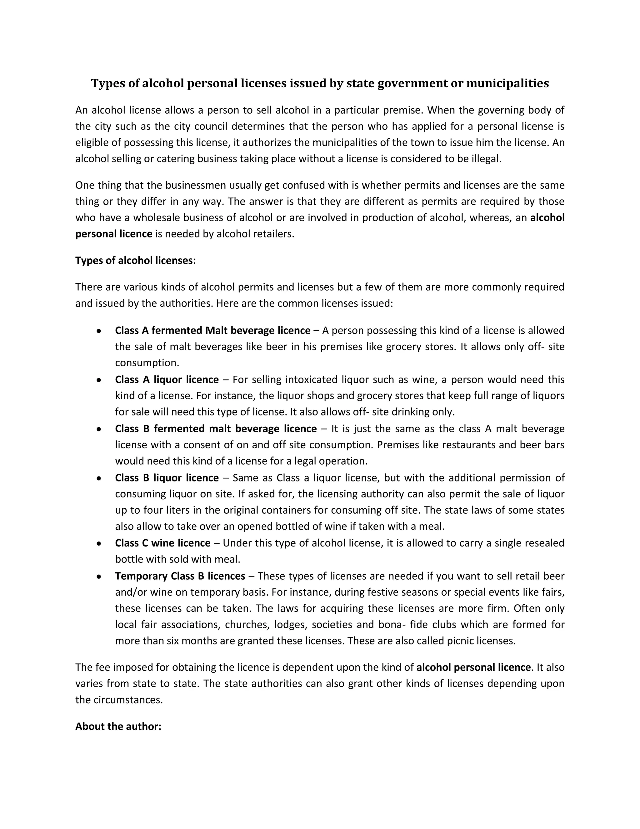 Alcohol personal licence | DOCX