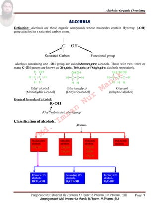 Alcohols:Organic Chemistry MANIK | PDF