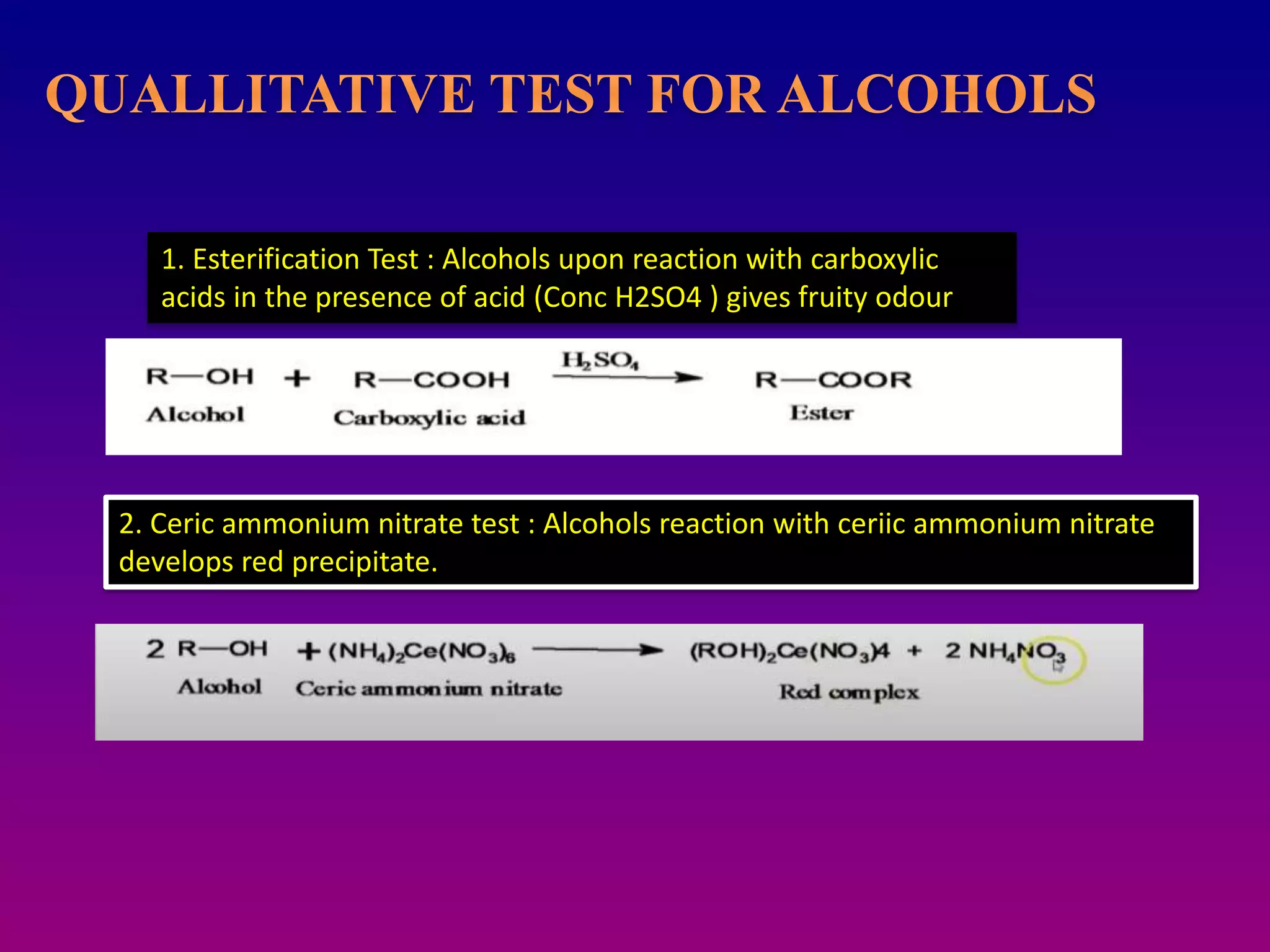 Alcohols qualitative test | PPTX