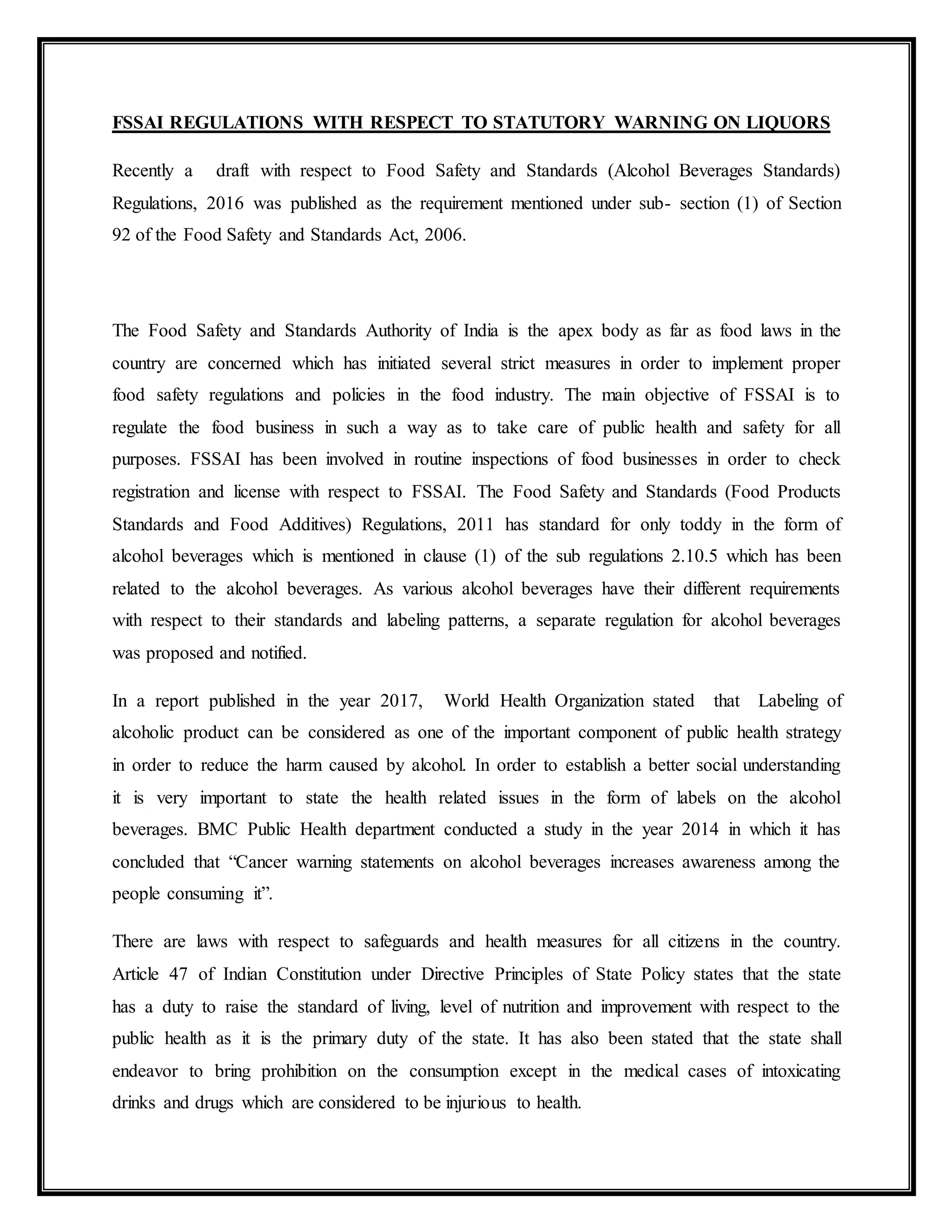 Law of Alcohol and Alcoholic Beverages | DOCX