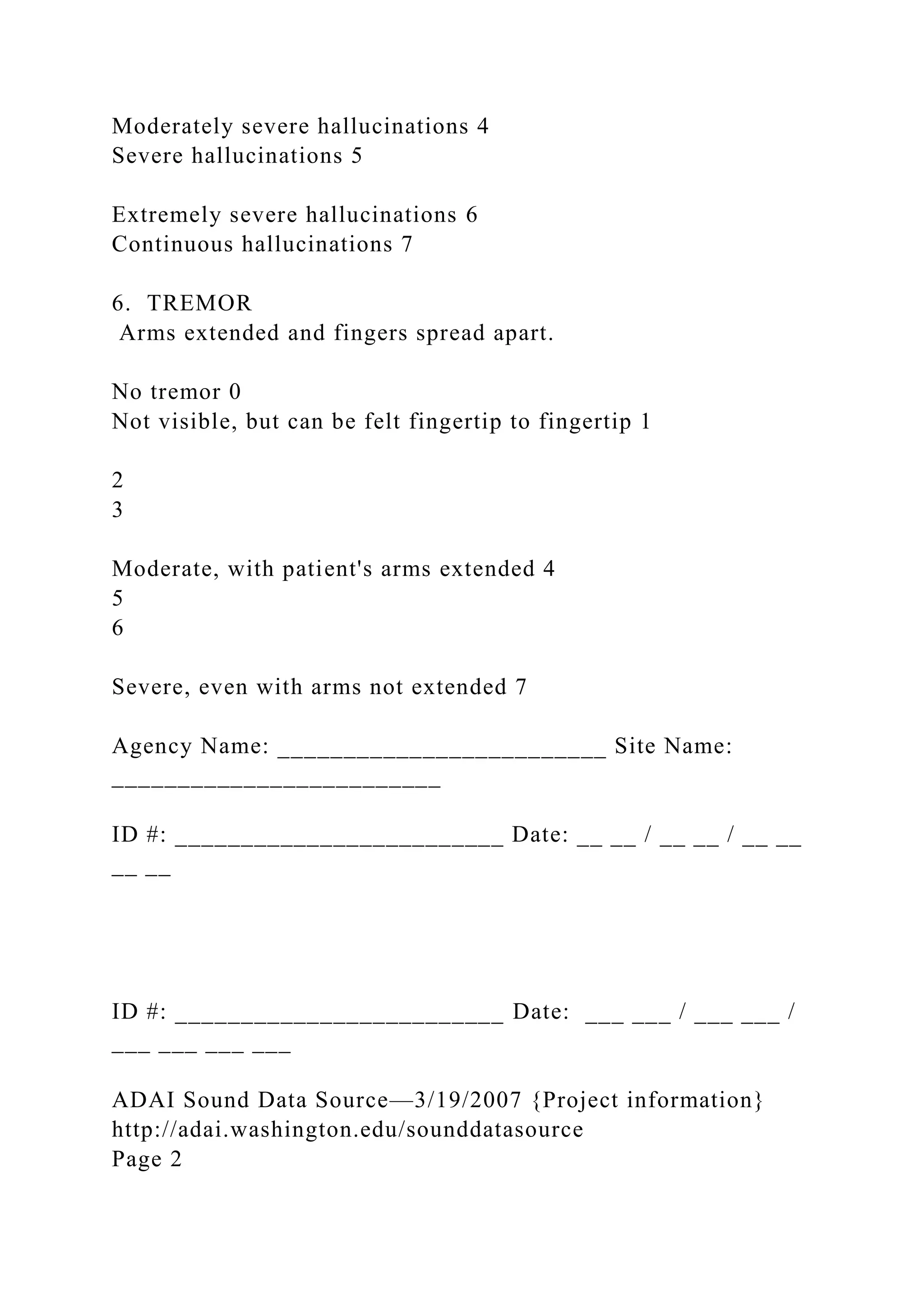 Alcohol Withdrawal Assessment Scoring Guidelines (CIWA - Ar) .docx
