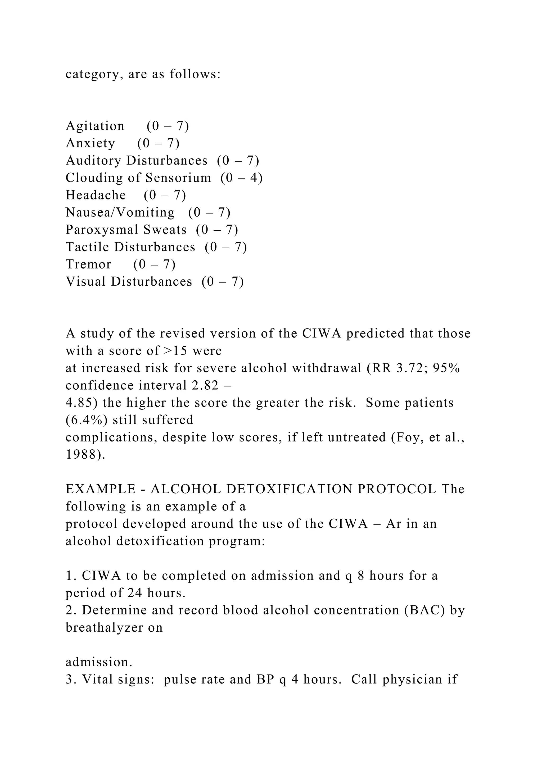 Alcohol Withdrawal Assessment Scoring Guidelines (CIWA - Ar) .docx