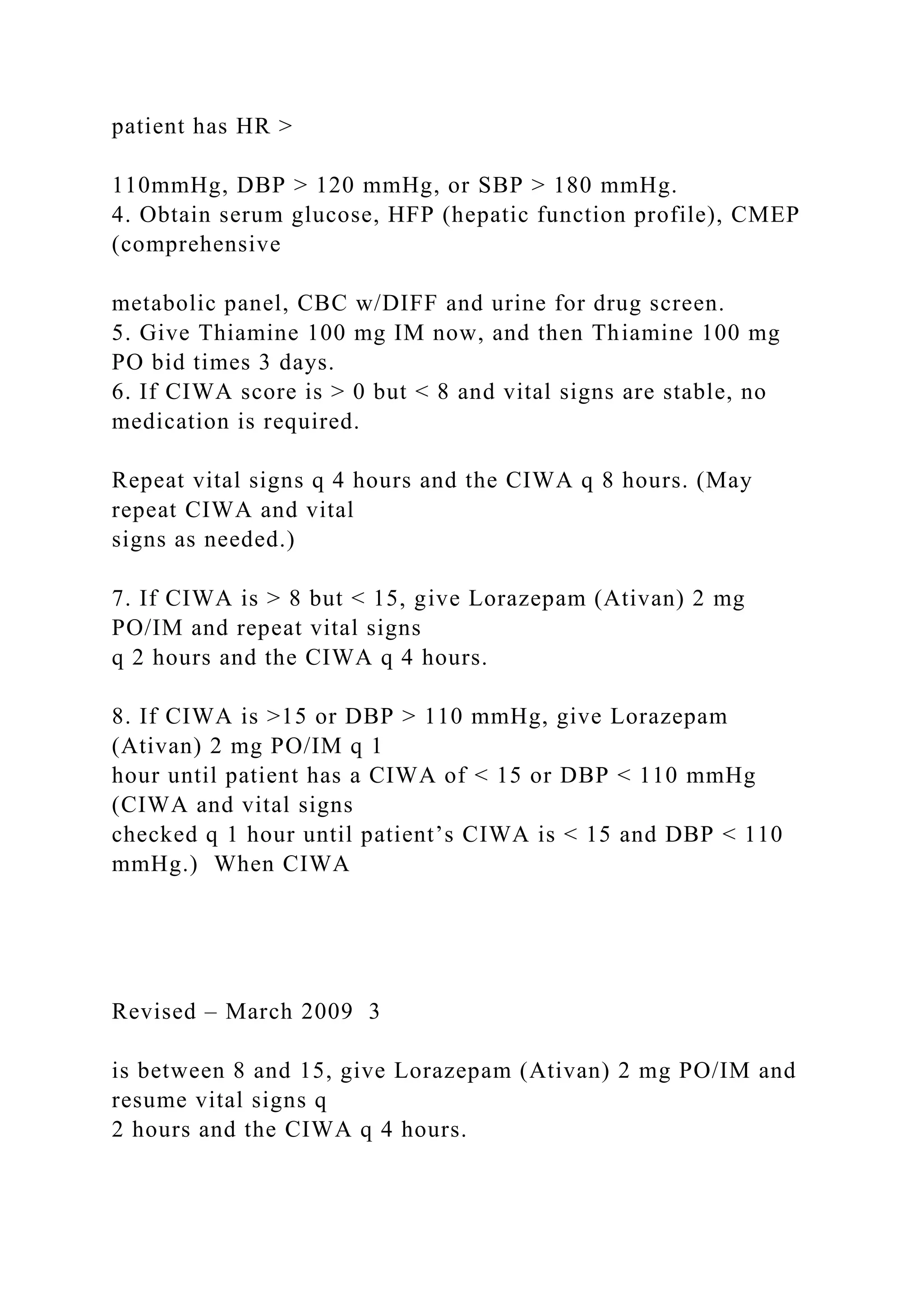Alcohol Withdrawal Assessment Scoring Guidelines (CIWA - Ar) .docx
