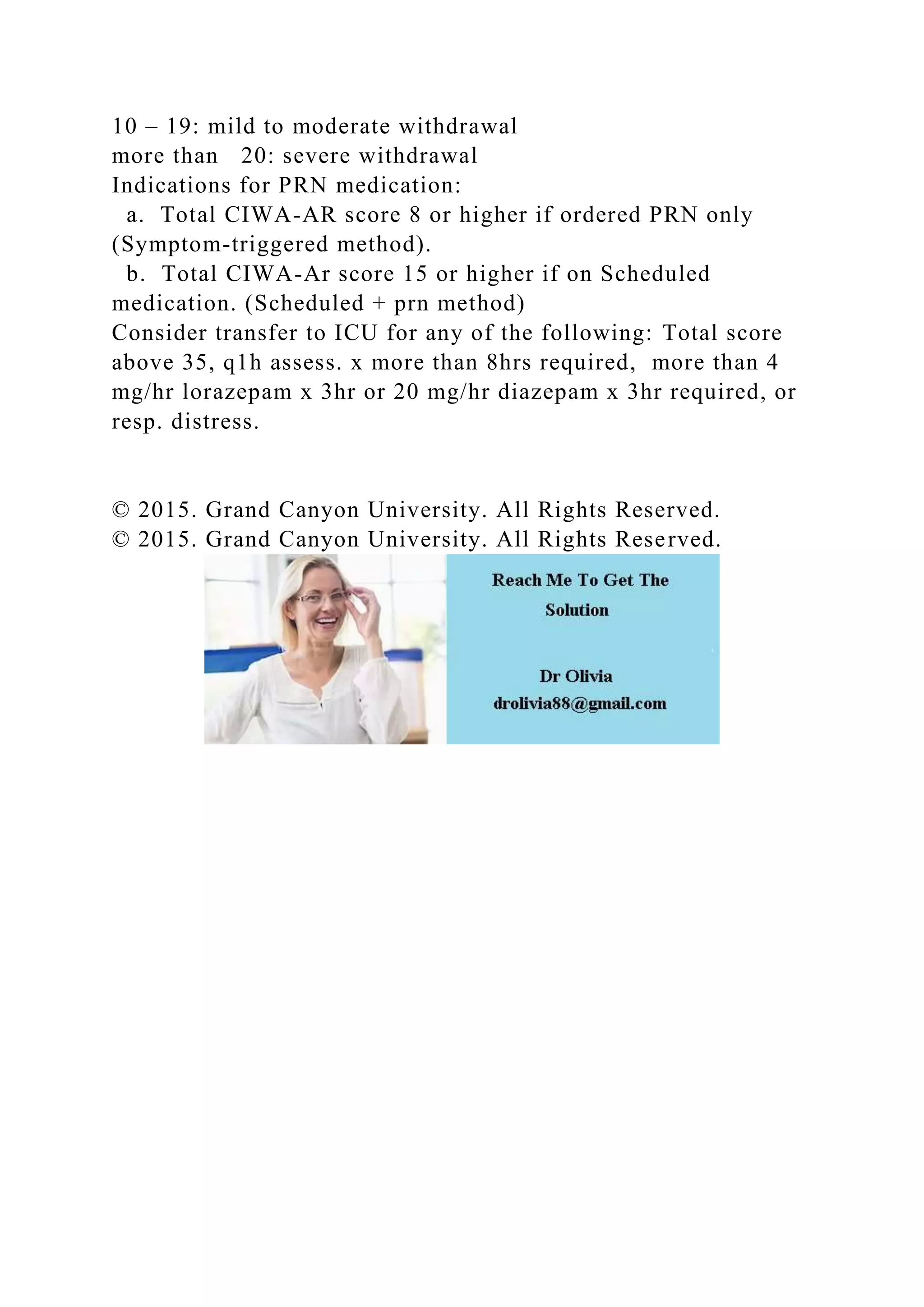 Alcohol Withdrawal Assessment Scoring Guidelines (CIWA - Ar) .docx