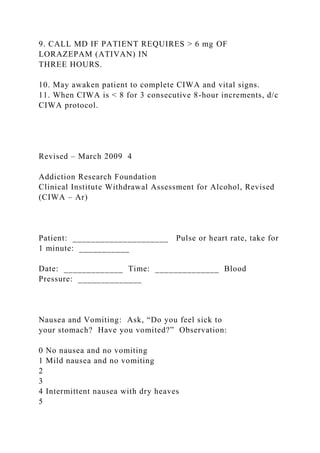 Alcohol Withdrawal Assessment Scoring Guidelines (CIWA - Ar) .docx