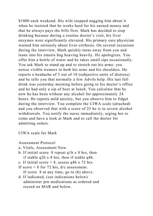 Alcohol Withdrawal Assessment Scoring Guidelines (CIWA - Ar) .docx