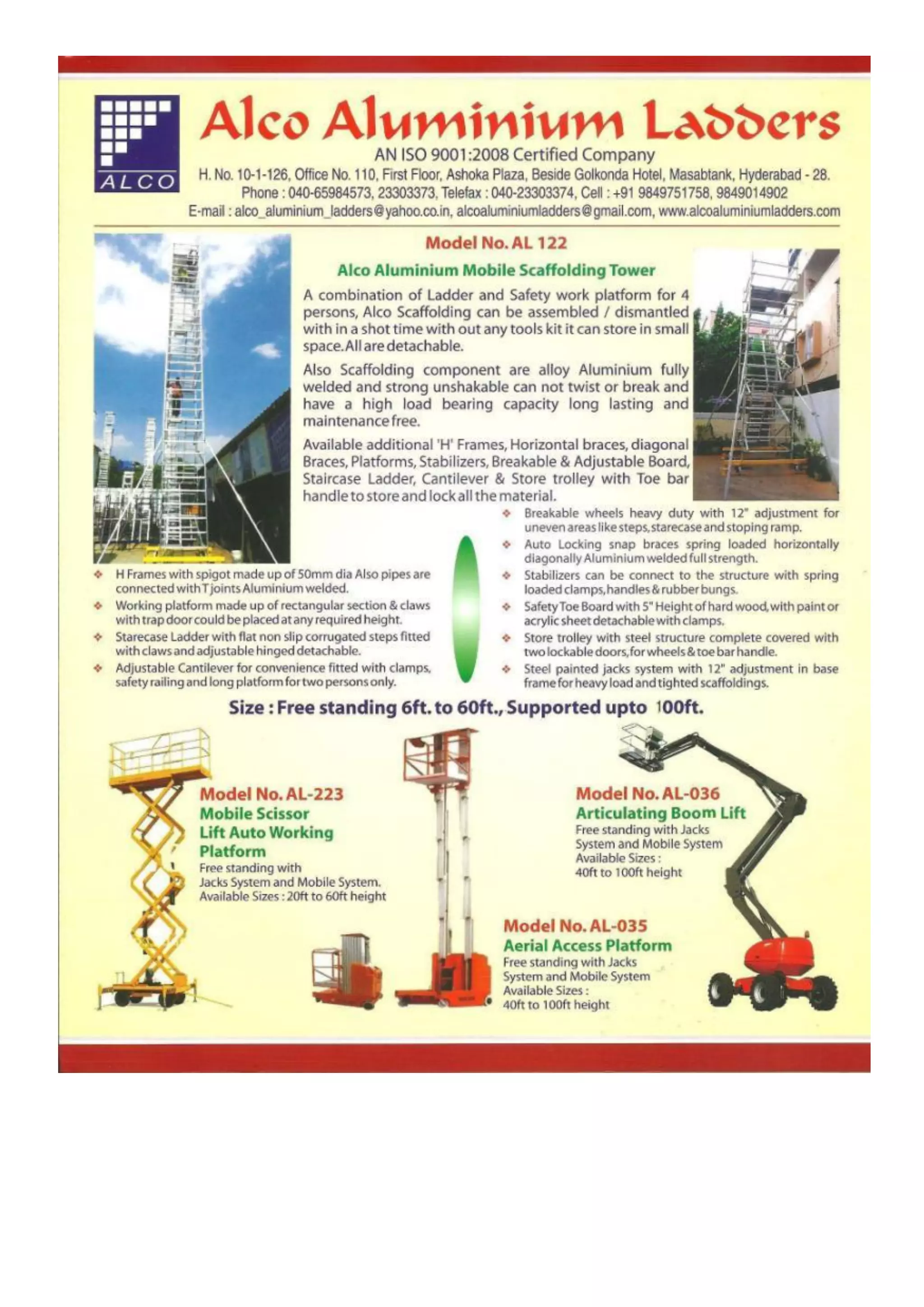 ALCO Aluminium Ladders, Hyderabad,, Aluminum Ladders | PDF
