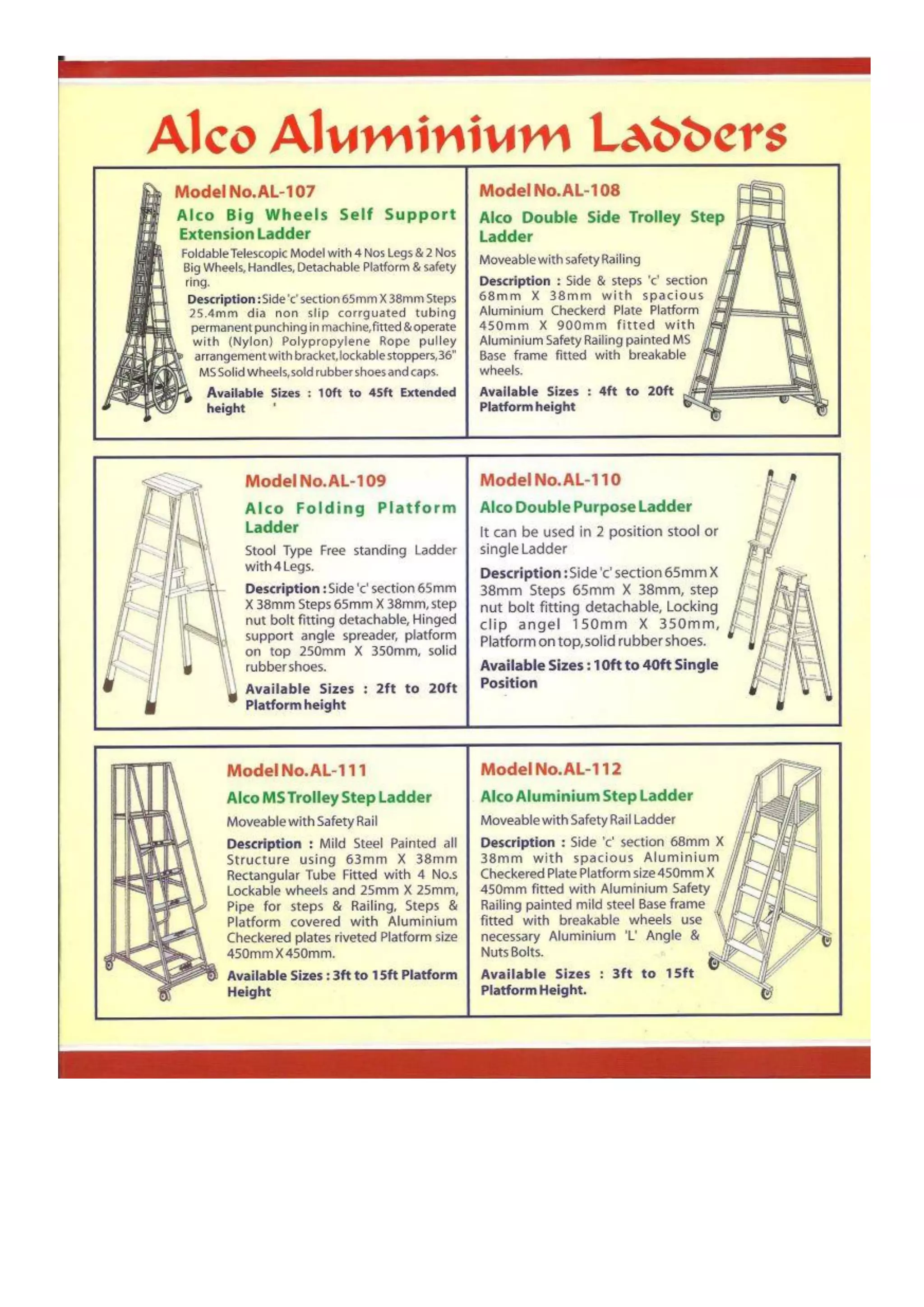 ALCO Aluminium Ladders, Hyderabad,, Aluminum Ladders | PDF